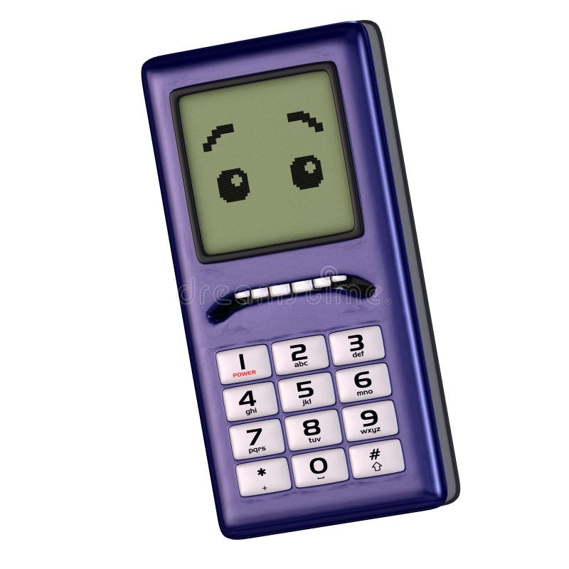 Cartoon cell phone stock illustration. Illustration of emotions - 4219366