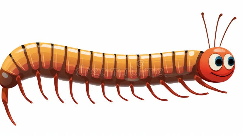 Cartoon Centipede Isolated on White Background, Vector Illustration ...