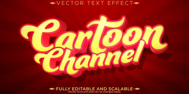 Cartoon Channel Text Effect, Editable Game and Kids Text Style Stock ...