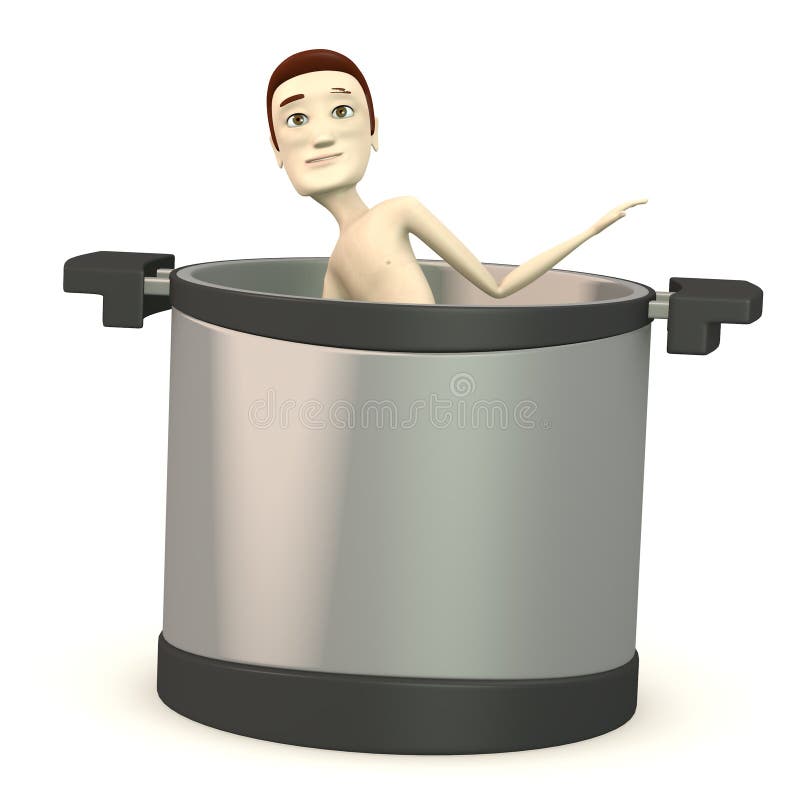Cartoon characer in pot stock illustration. Illustration of render ...