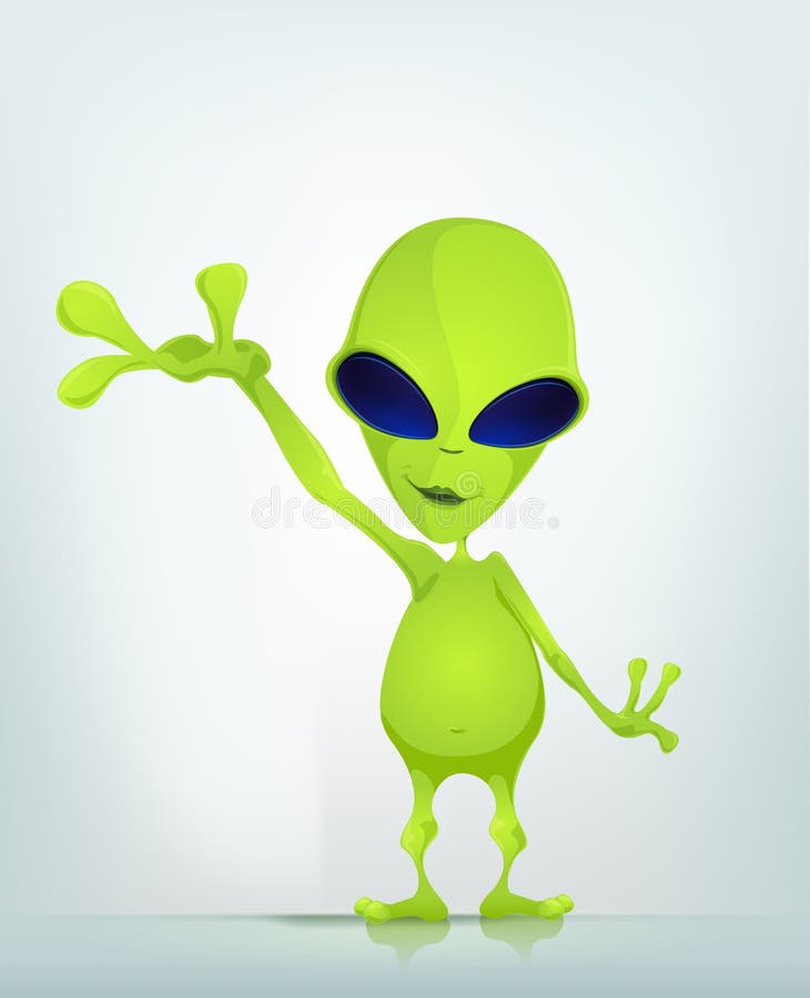 Green Cartoon Alien Showing Dual Peace Signs Stock Illustration ...