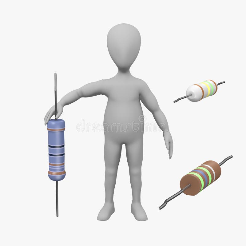 Cartoon Character with 3 Resistors Stock Illustration - Illustration of ...