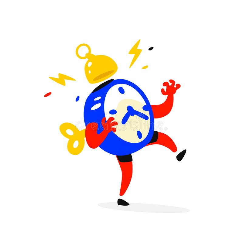 Cartoon Character is an Alarm Clock. Vector. Time is Running Out. the ...