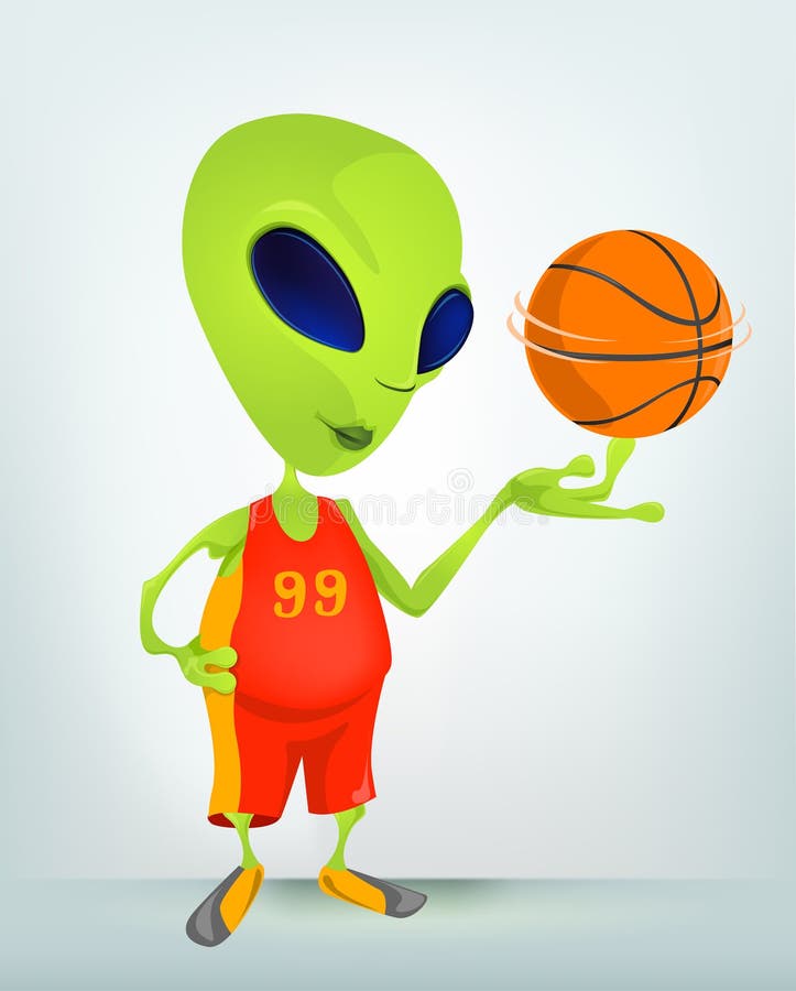 Alien Basketball Player Jumping for Slam Dunk with His Long, Spindly ...