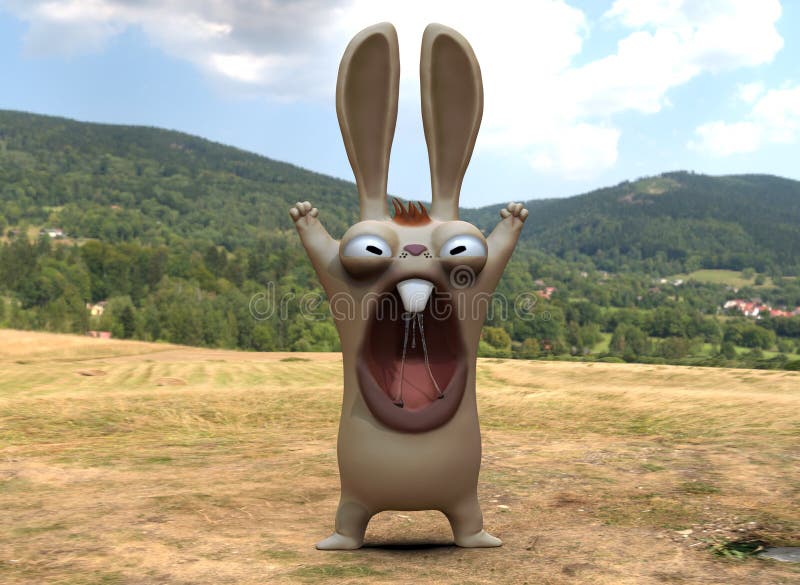 Cartoon Character Angry Bunny and Rabbit 3d-illustration3d-rendering ...
