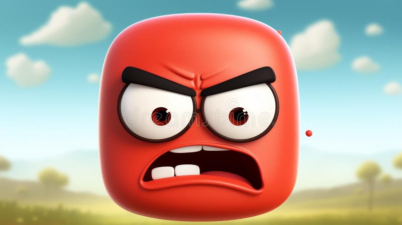 Cartoon Character with Angry Expression Holding Speech Bubbles Stock ...