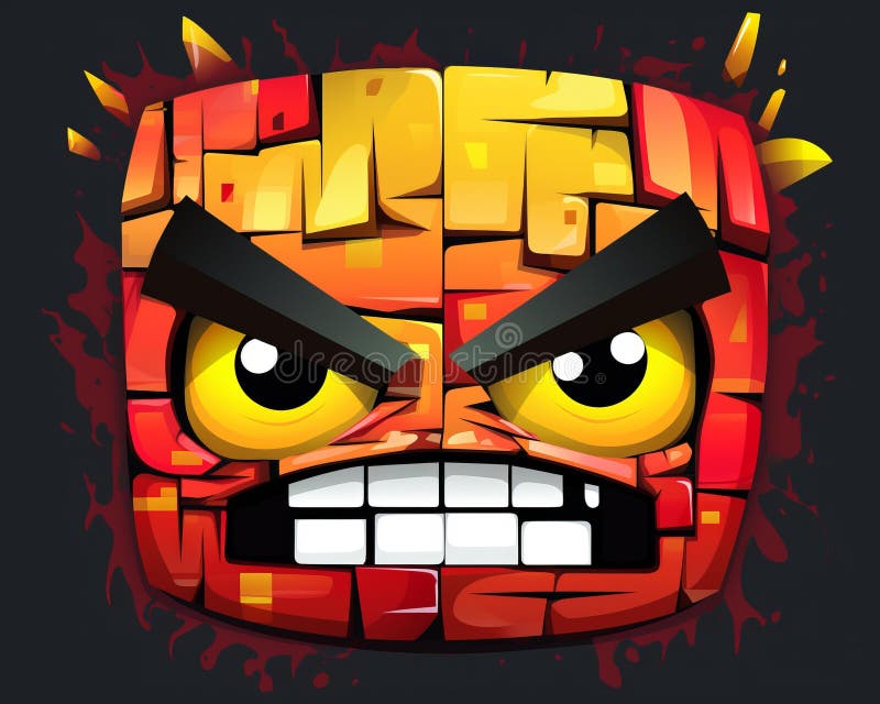 A Cartoon Character with Angry Eyes and a Red Face Stock Illustration ...