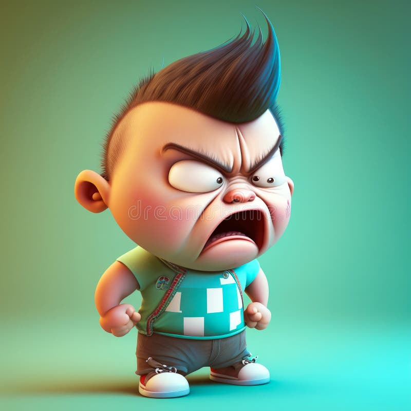 Cartoon Character with an Angry Look on His Face. Generative AI Stock ...