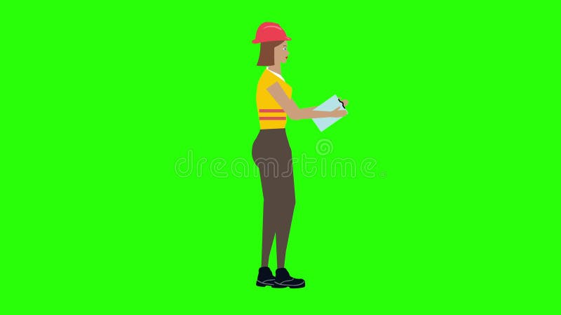Cartoon Character Animation of Women Engineer Worker Looking in the ...
