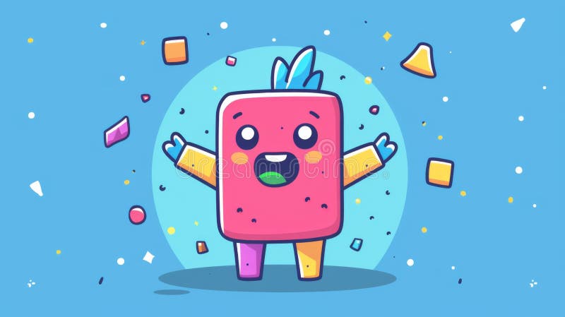 A Cartoon Character with Arms Out and a Smile, AI Stock Illustration ...