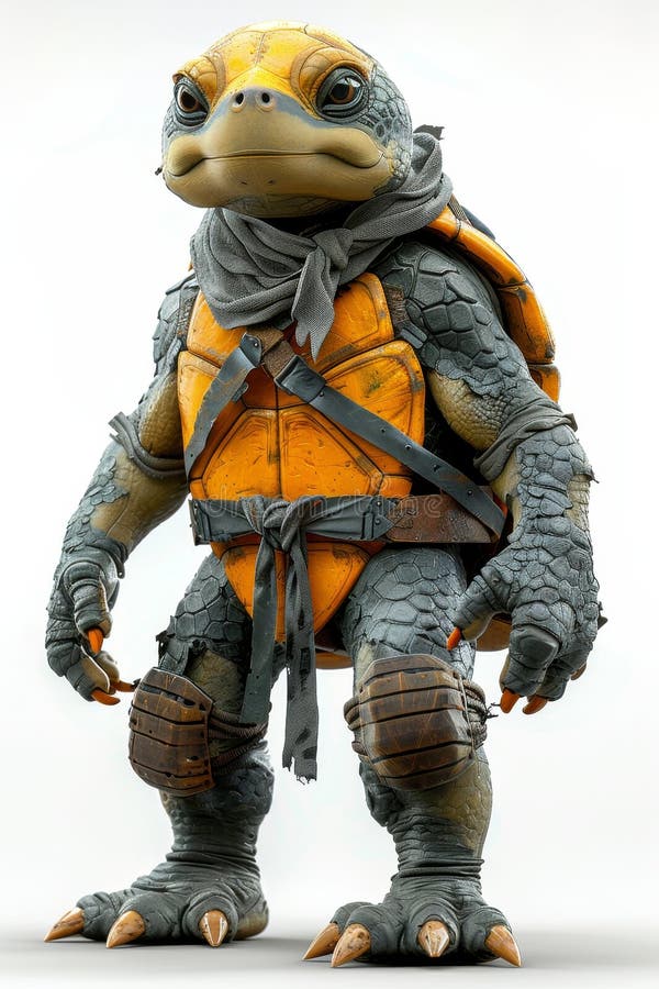 The Cartoon Character is an Athlete Turtle on a White Isolated ...