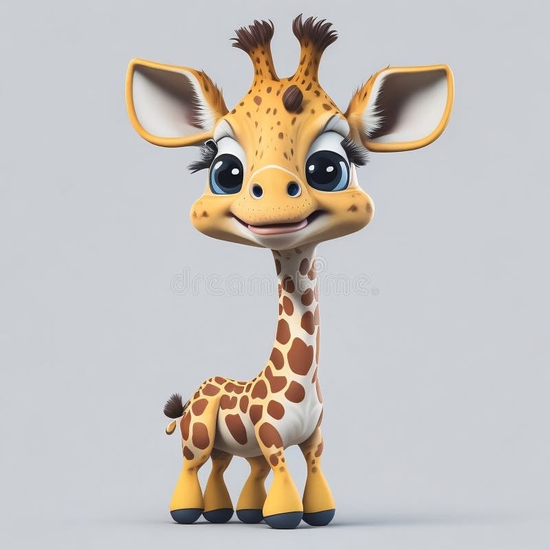Cartoon Character of Baby Giraffe Standing Tall Stock Illustration ...