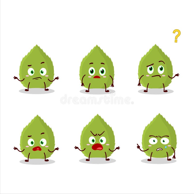 Cartoon Character of Basil Leaves with What Expression Stock Vector ...