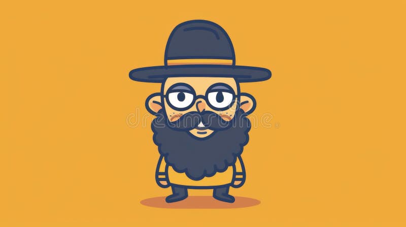 A Cartoon Character with a Beard and Glasses on, AI Stock Illustration ...
