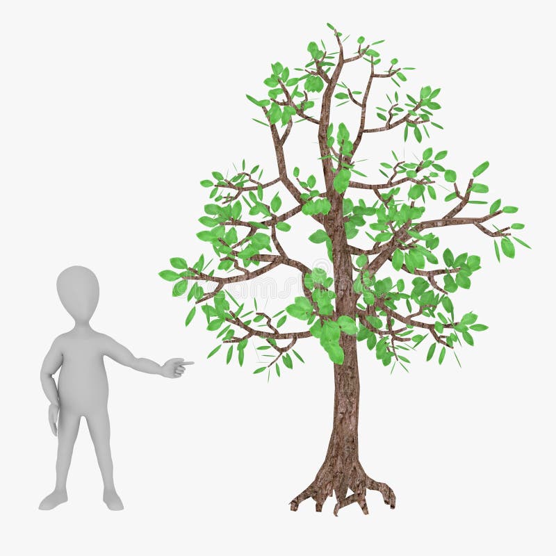 Cartoon Character with Beech Tree Stock Illustration - Illustration of ...