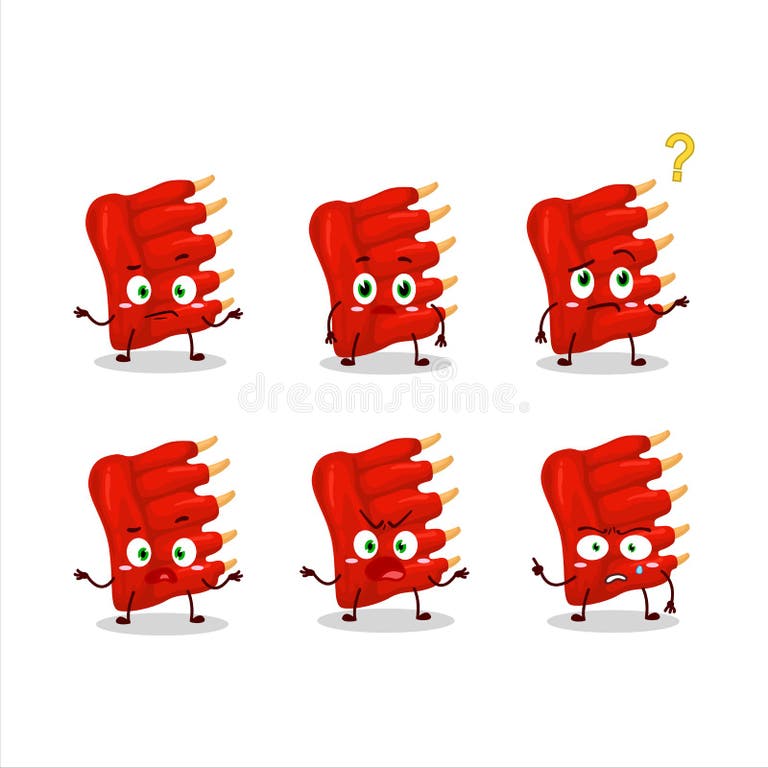 Cartoon Character of Beef Ribs with What Expression Stock Vector ...