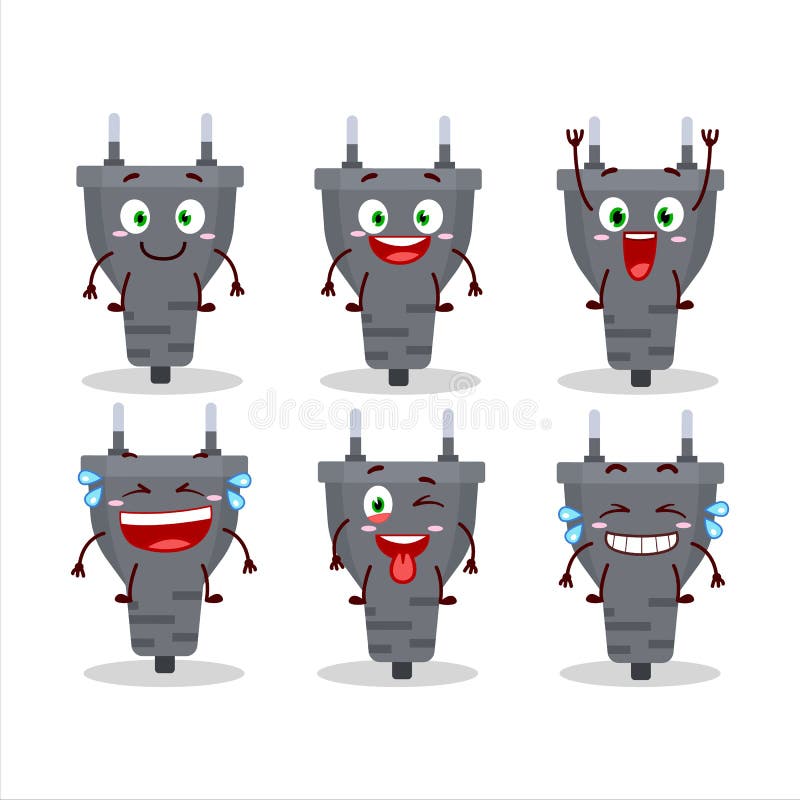 Cartoon Character of Black Plug with Smile Expression Stock Vector ...