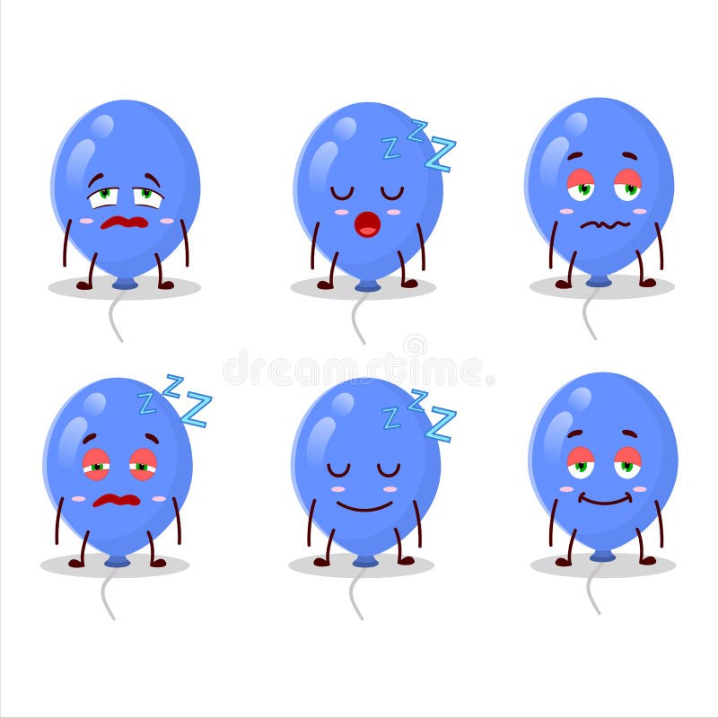Cartoon Character of Blue Balloons with Sleepy Expression Stock Vector ...