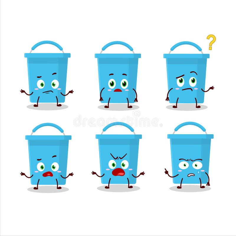 Cartoon Character of Blue Bucket with What Expression Stock Vector ...