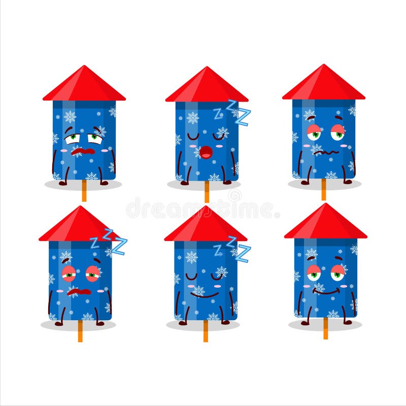 Cartoon Character of Blue Firecracker with Sleepy Expression Stock ...