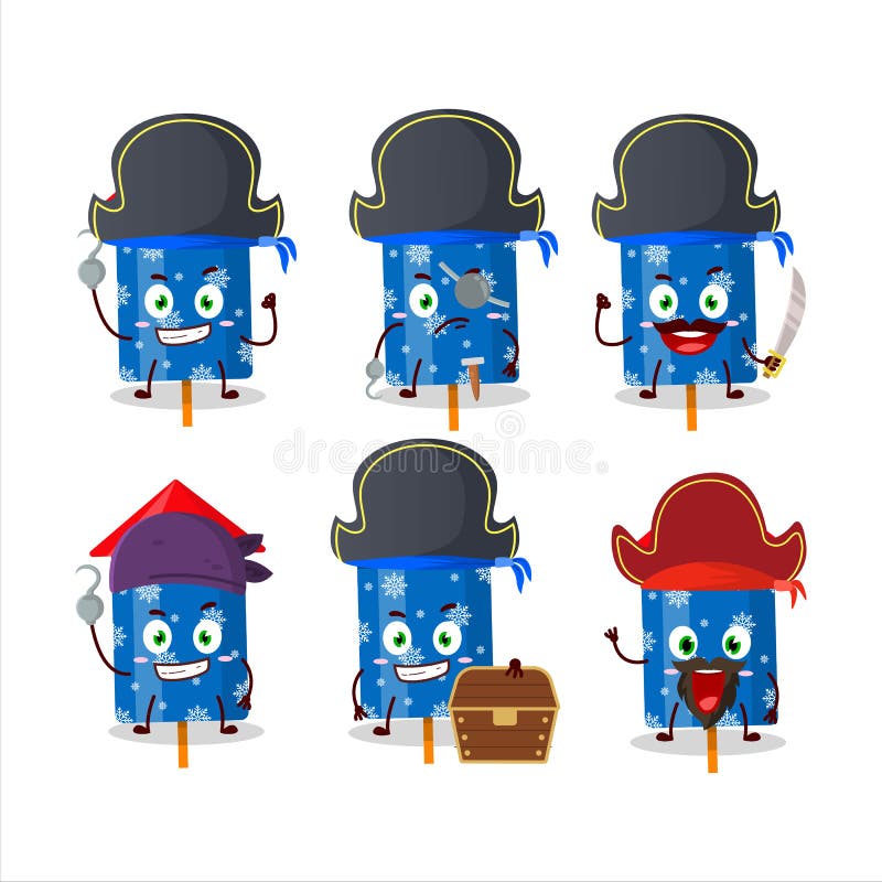 Cartoon Character of Blue Firecracker with Various Pirates Emoticons ...