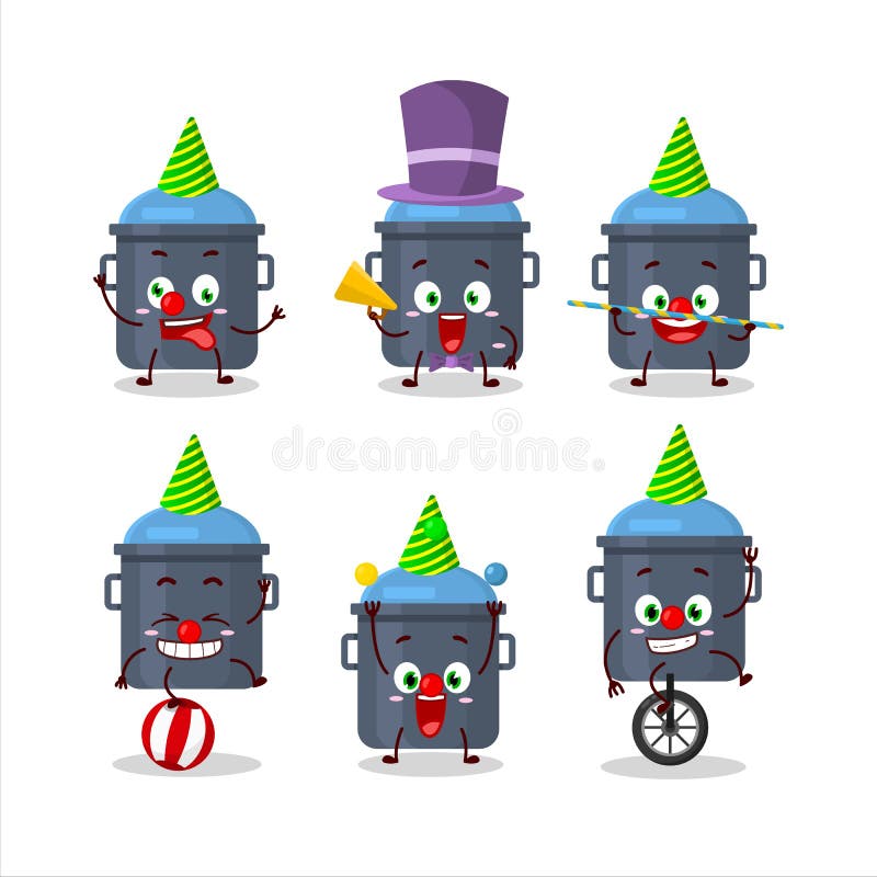 Blue Kitchen Pan Cartoon Character with Cute Emoticon Bring Money Stock ...