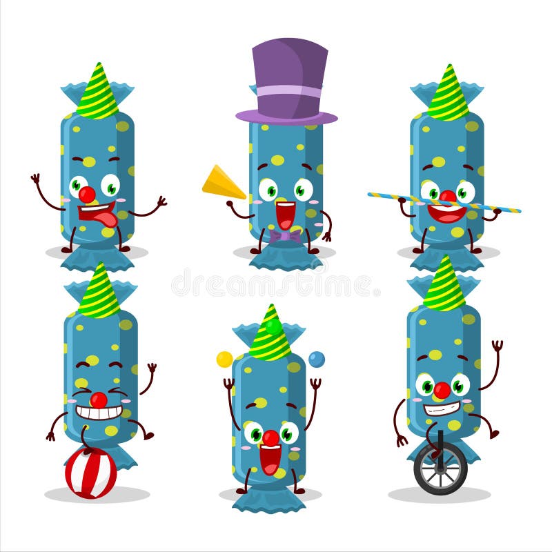 Cartoon Character of Blue Long Candy Package with Various Circus Shows ...