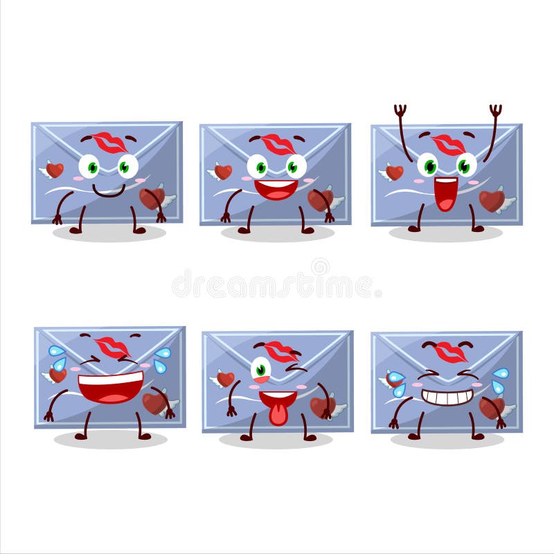 Cartoon Character of Blue Love Envelope with Smile Expression Stock ...