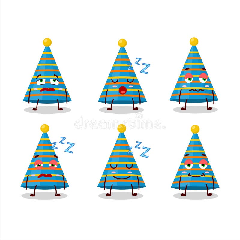 Blue Party Blower Cartoon Character with Love Cute Emoticon Stock ...