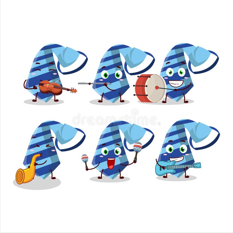 Cartoon Character of Blue Tie Playing Some Musical Instruments Stock ...