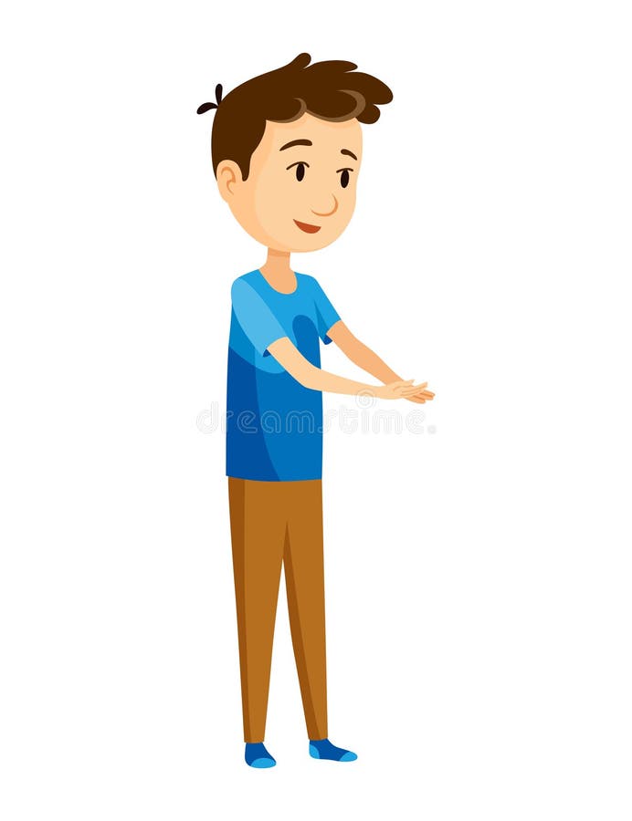 Cartoon Character Boy. Cute Kid Posture and Attitude in Positive ...