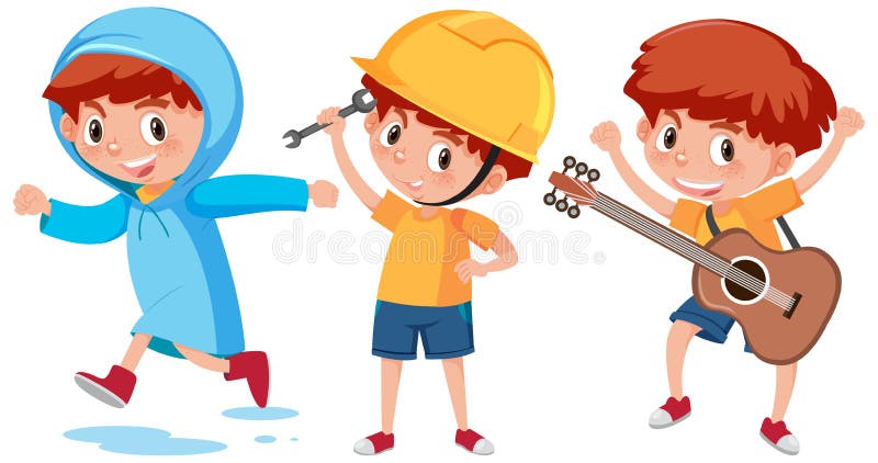 Cartoon Character of a Boy Doing Different Activities Stock ...