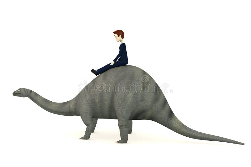 Cartoon Character on Brontosaurus Stock Illustration - Illustration of ...