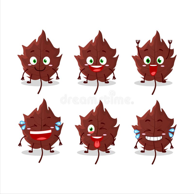 Cartoon Character of Brown Autumn Leaf with Smile Expression Stock ...