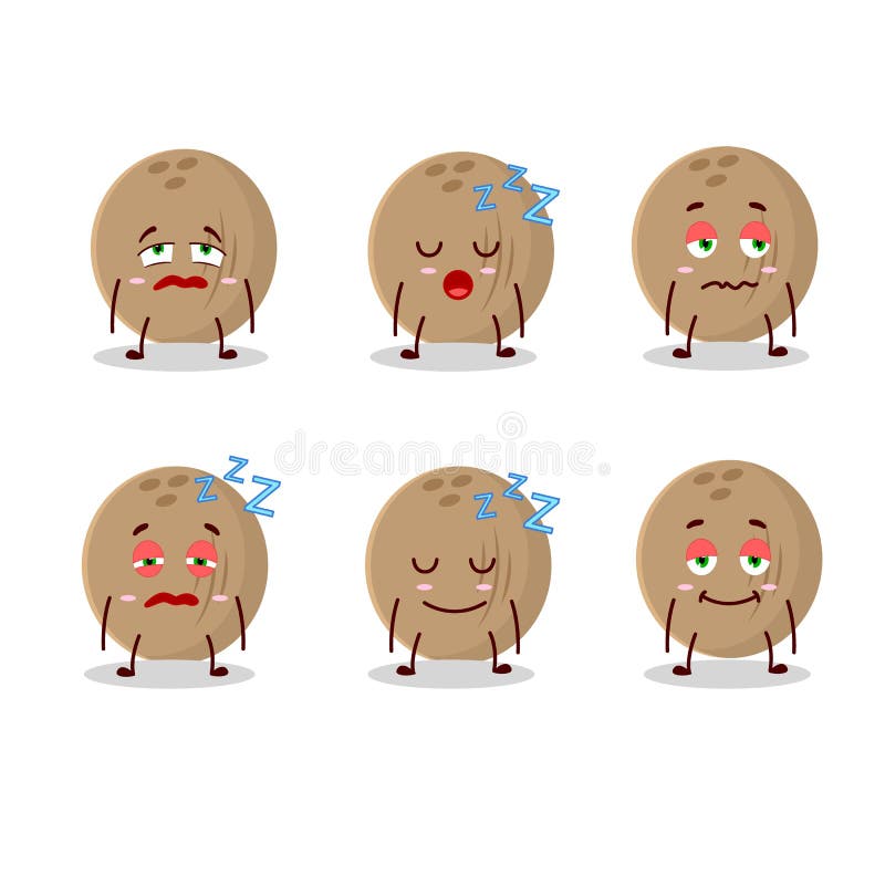 Cartoon Character of Brown Coconut with Sleepy Expression Stock Vector ...