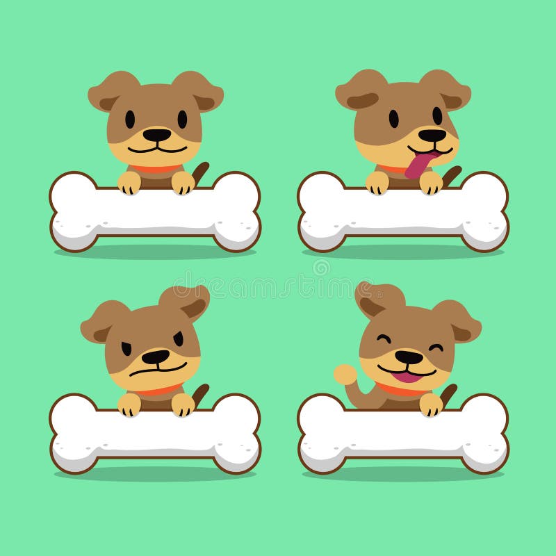 Cartoon Character Brown Dog with Big Bones Stock Vector - Illustration ...