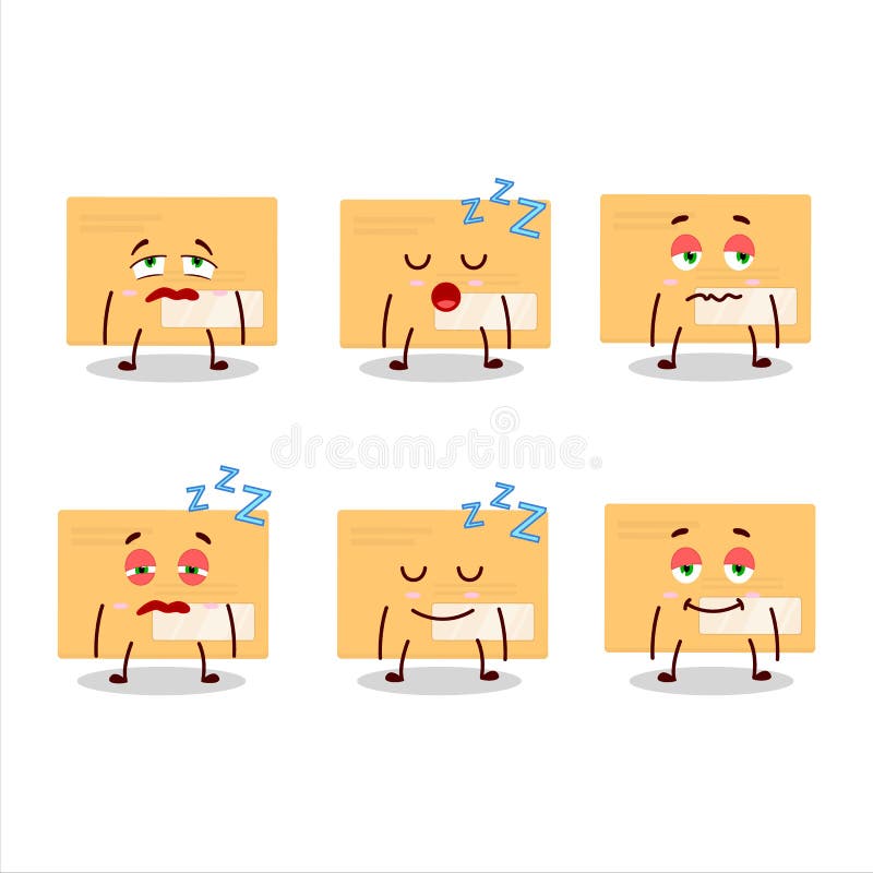 Brown Rectangle Envelope Cartoon Character with Cute Emoticon Bring ...