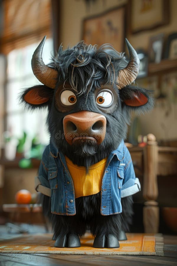 Cartoon Character of a Bull in Clothes. 3d Illustration Stock ...