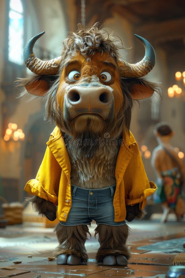 Cartoon Character of a Bull in Clothes. 3d Illustration Stock ...