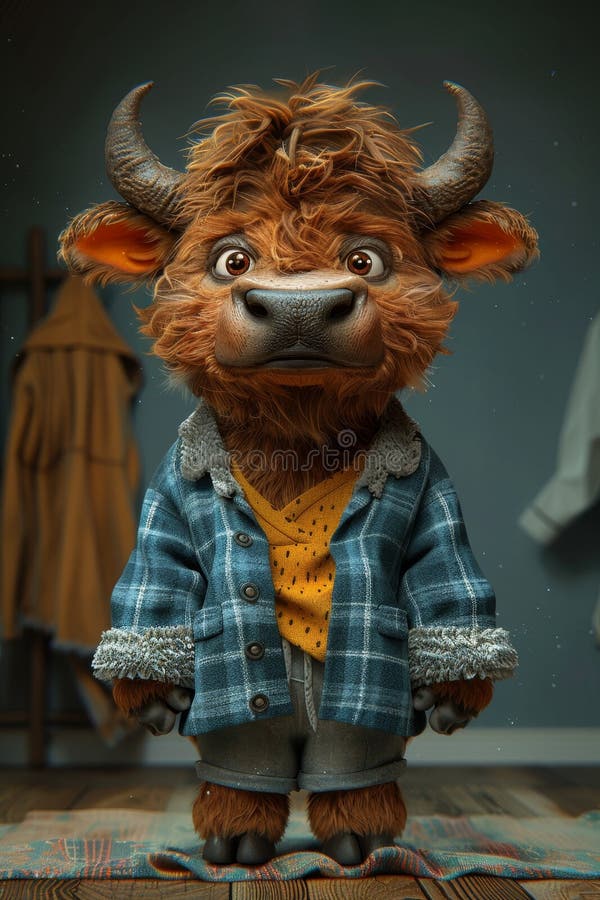 Cartoon Character of a Bull in Clothes. 3d Illustration Stock ...