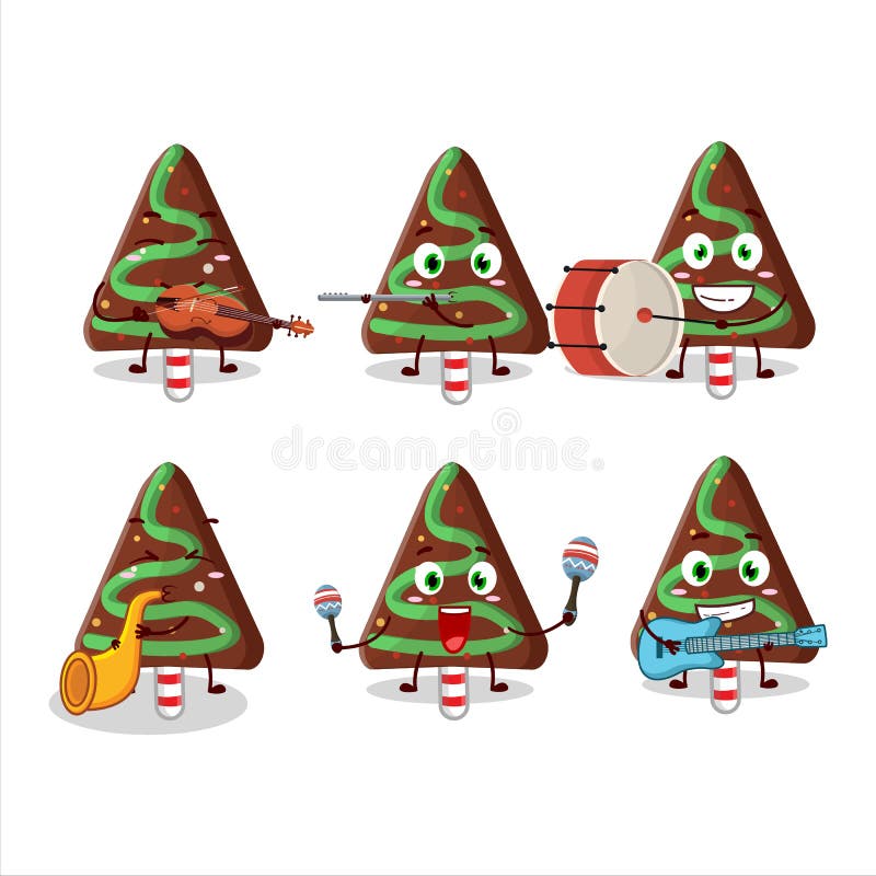 Cartoon Character Of Candy Chocolate Christmas Playing Some Musical