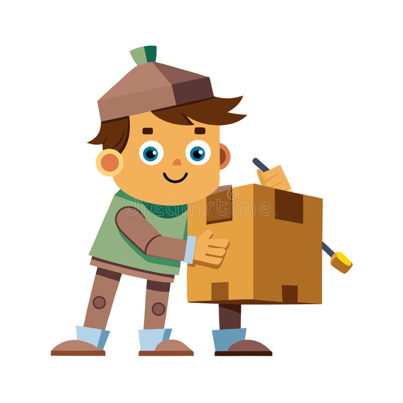 Boy Carrying Box Cartoon Stock Illustrations – 1,068 Boy Carrying Box ...