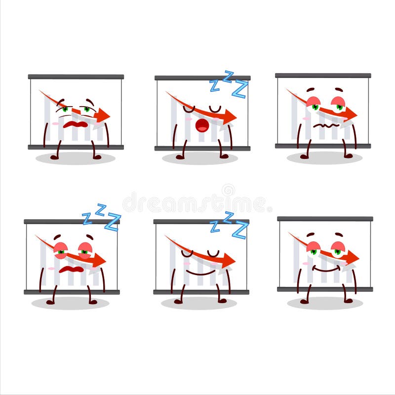 Cartoon Character of Chart Going Down with Sleepy Expression Stock ...