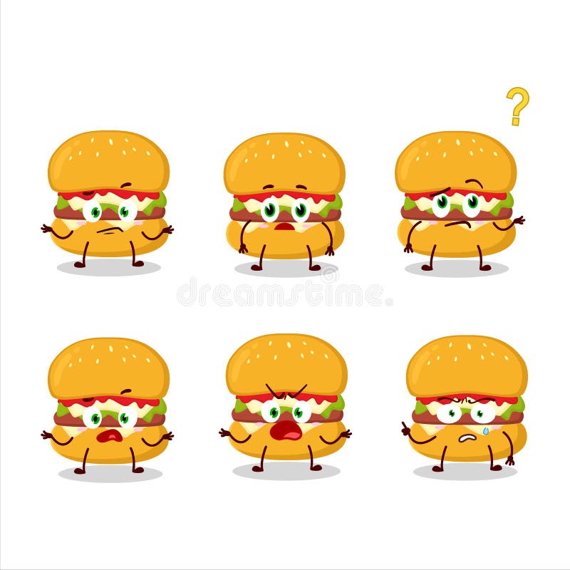 Cartoon Character of Cheeseburger with What Expression Stock Vector ...