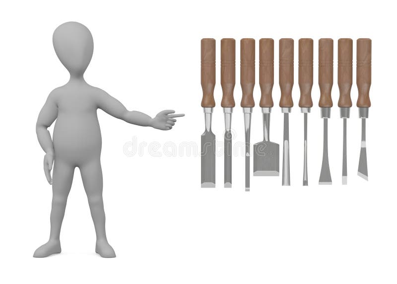 Cartoon Character with Chisels Stock Illustration - Illustration of ...