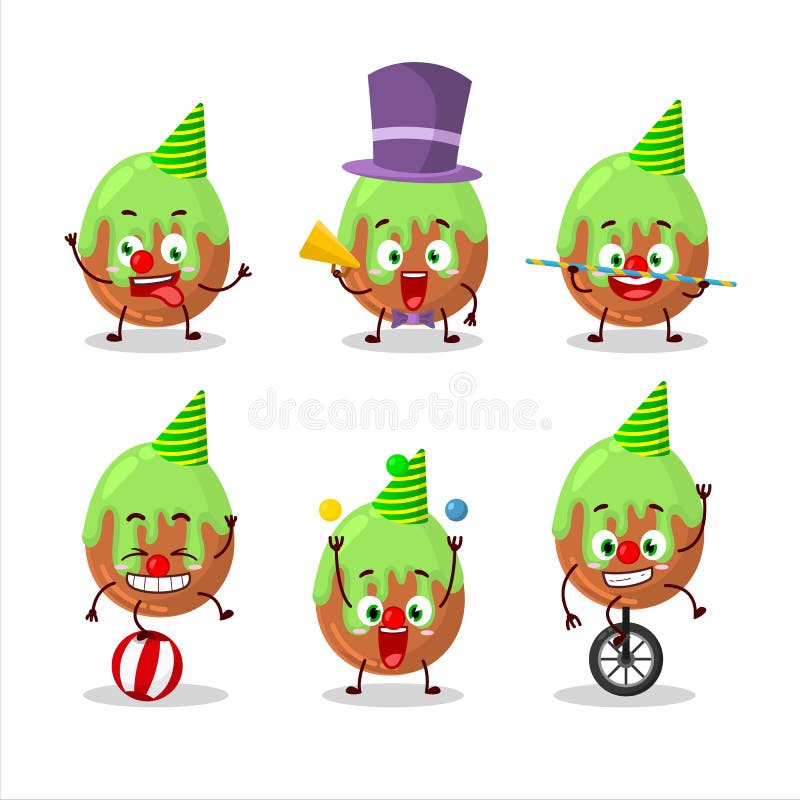 Cartoon Character of Choco Green Candy with Various Circus Shows Stock ...