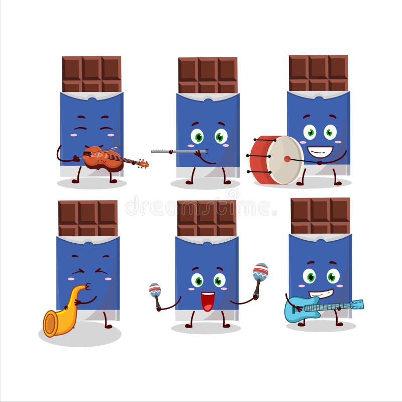 Cartoon Character of Chocolate Bar Playing Some Musical Instruments ...