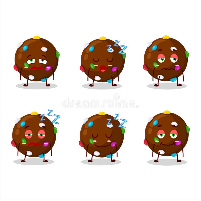 Cartoon Character of Chocolate Candy with Sleepy Expression Stock ...