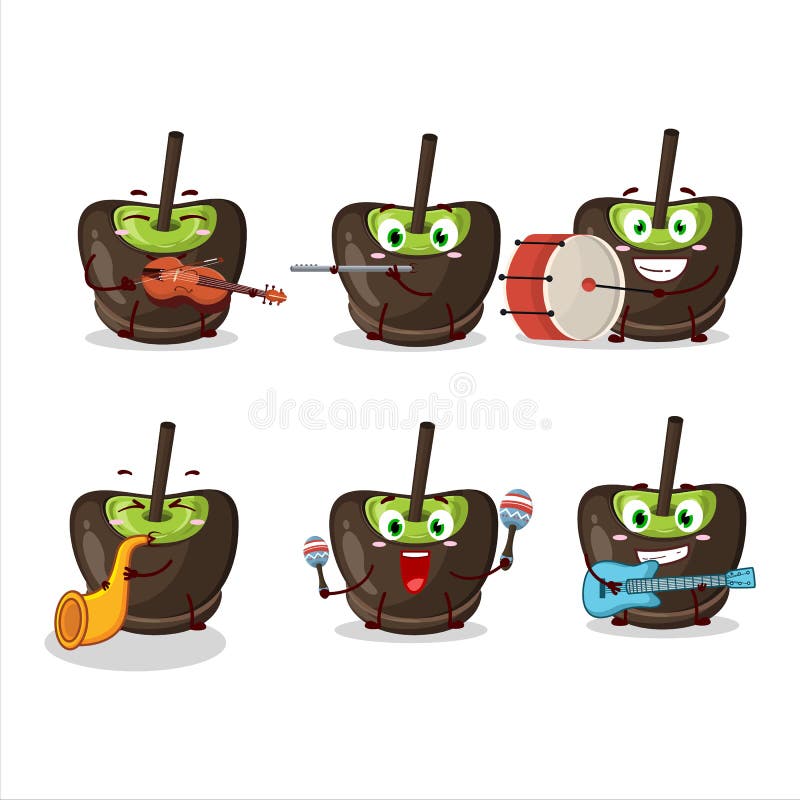 Cartoon Character Of Chocolate Sugar Candy Playing Some Musical