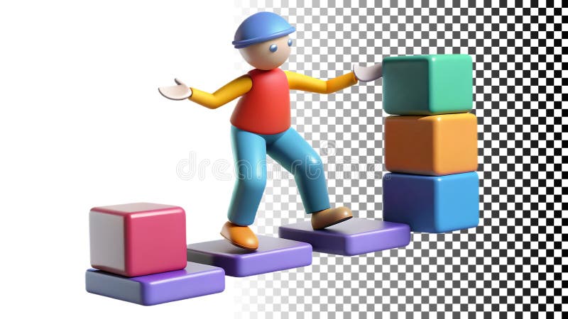 A Character Climbing a Ladder with Different Levels Representing Each ...